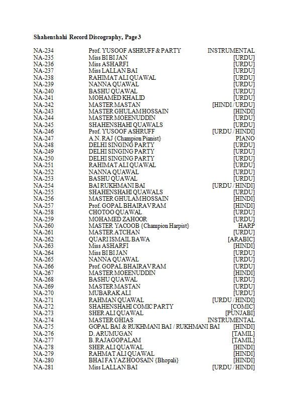 SHAHENSHAHI RECORD, The Talking Picture Record Co. bajakhana MICHAEL ...