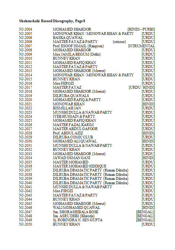 SHAHENSHAHI RECORD, The Talking Picture Record Co. bajakhana MICHAEL ...